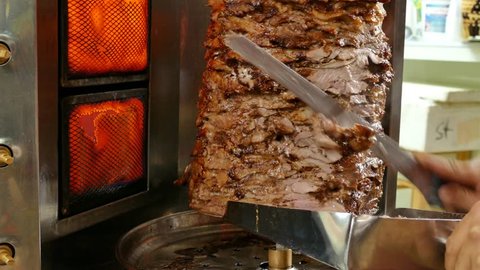 Large Doner Skewer Spinning Local Restaurant Stock Footage Video (100% ...