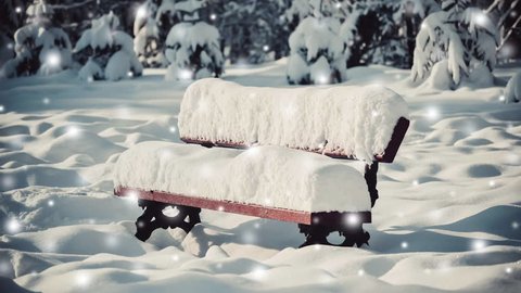 Snowcovered Bench Snowfall Cinemagraph Seamless Loop Stock Footage ...