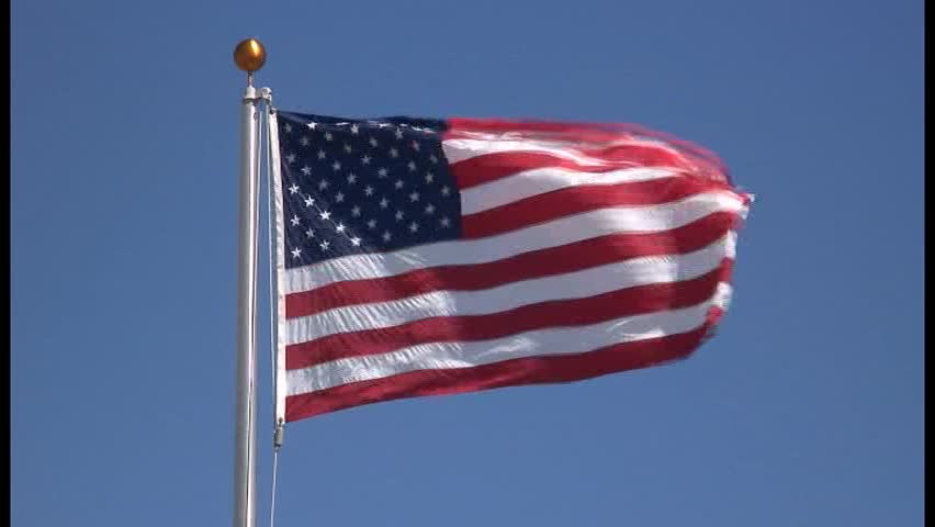 american flag blowing strong wind on Stock Footage Video (100% Royalty ...