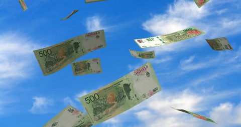 Falling Argentinian Pesos Seamless Alpha Stock Footage Video (100% ...