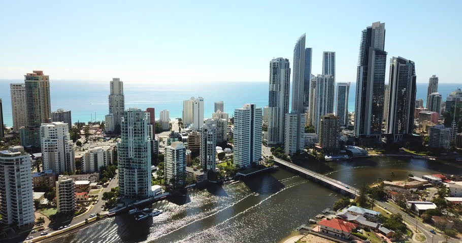 Gold Coast Waterway and Chevron Island in Queensland, Australia image ...