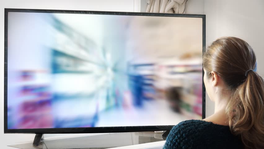 Watching Tv Television Broadcast Images Girl Stock Footage Video (100% ...