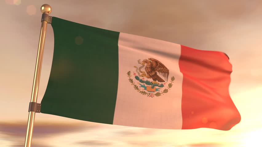 beautiful mexican flag flying on golden Stock Footage Video (100% ...