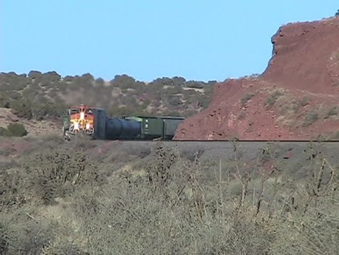 Train Coming Around Corner Beautiful Southwestern Stock Footage Video ...