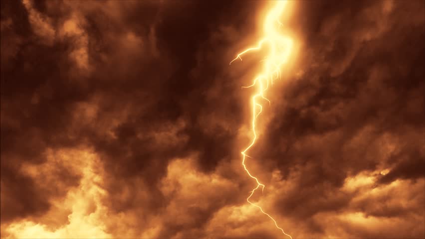 lightning flashing storm yellow sky Stock Footage Video (100% Royalty ...