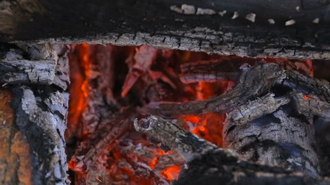 Close Shot Fire Dying Down On Stock Footage Video (100% Royalty-free ...