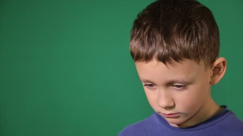 Portrait Guilty Boy On Green Background Stock Footage Video (100% ...