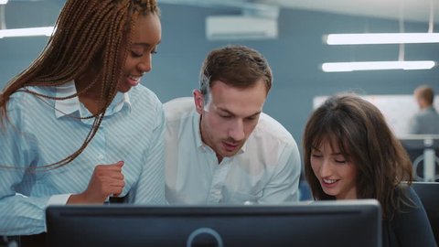 Small Group Colleagues Working Together Prestigious Stock Footage Video ...