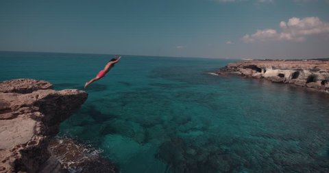 Young Fearless Cliff Diver Jumping Off Stock Footage Video (100% ...