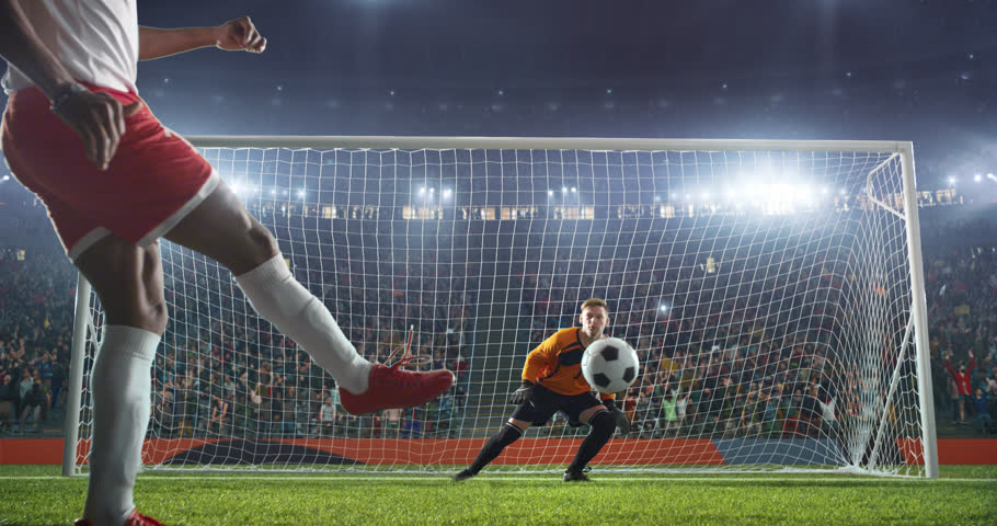 soccer goalkeeper jumps saves ball on Stock Footage Video (100% Royalty ...