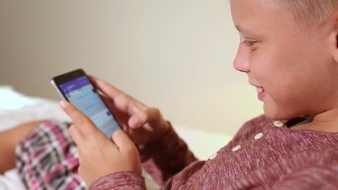 Little Kid Texting Messages Social Media Stock Footage Video (100% ...