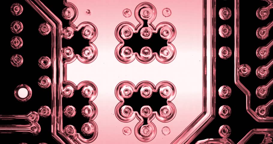 Animation of computer circuit board. Details of mainboard with ...