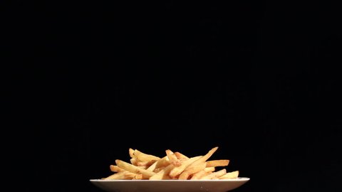 Plate French Fries Rotates Horizontal View Stock Footage Video (100% ...