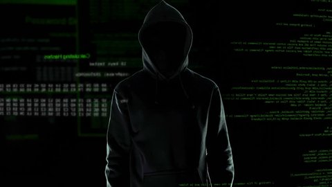 Hacker Makes Threatening Gesture Into Camera Stock Footage Video (100% ...