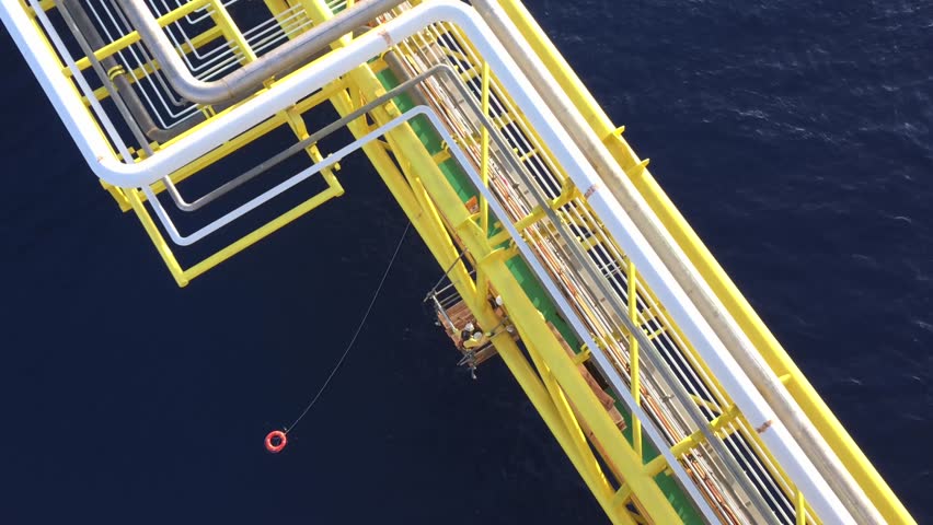 aerial view offshore workers fall protection Stock Footage Video (100% ...