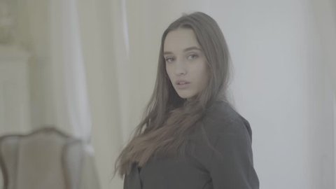 Sexy Girl Lingerie Slow Motion Colorless Stock Footage Video (100% ...