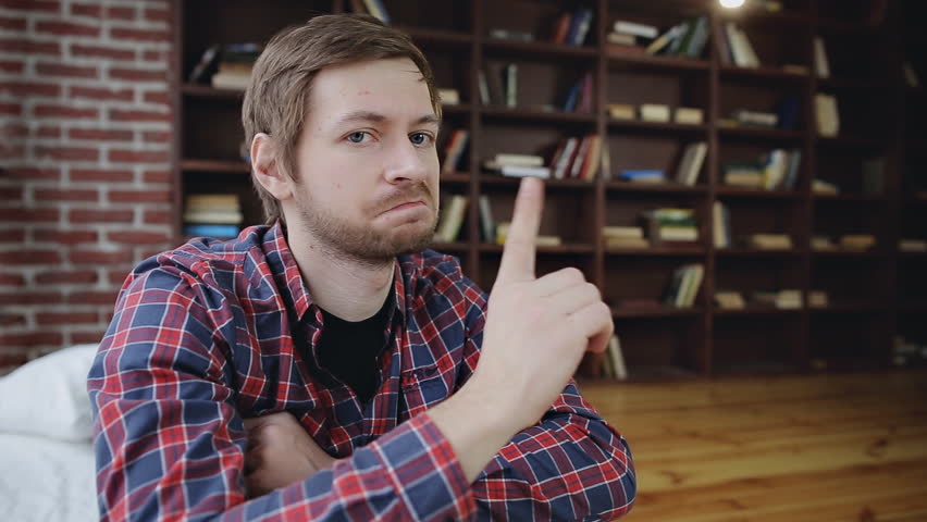 Young Sad Caucasian Man Says Stock Footage Video (100% Royalty-free ...