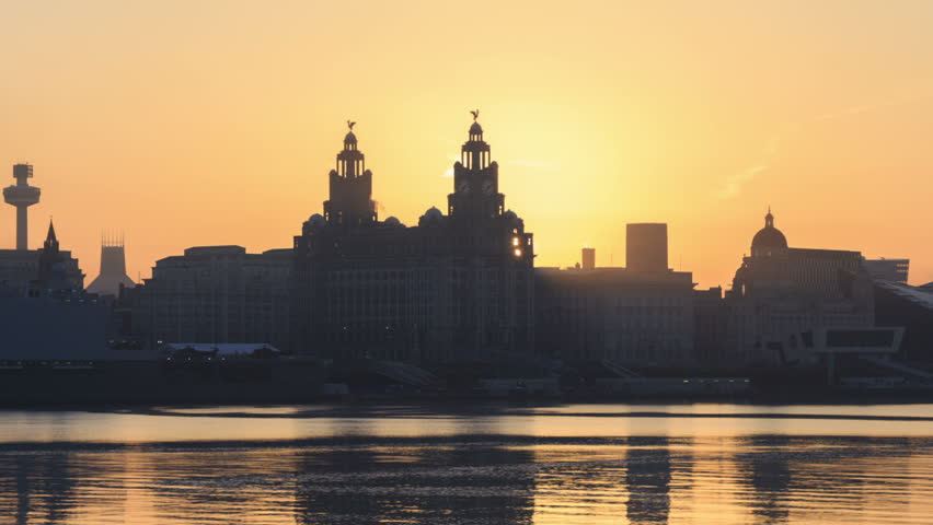 timelapse slow zoom sunrise over liverpool Stock Footage Video (100% ...