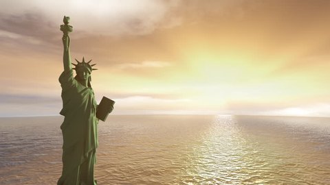 Sunrise Statue Liberty Sun Rising Behind Stock Footage Video (100% ...
