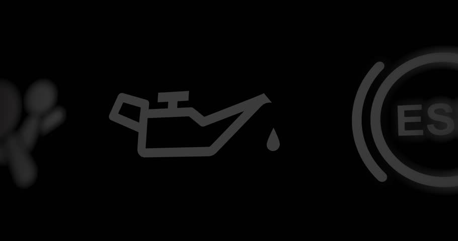 Low oil pressure warning light of car dashboard, oil funnel icon ...