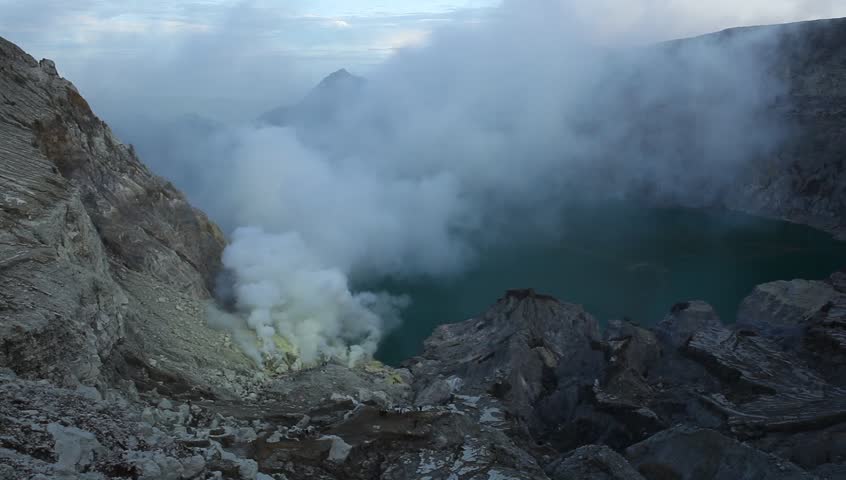 hell extraction sulfur crater ijen volcano Stock Footage Video (100% ...