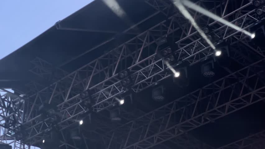 Moving stage light head setup testing before outdoor stage lighting for ...