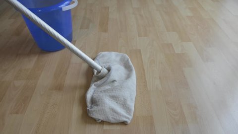 Woman Cleaning Wooden Floor Rag Stock Footage Video (100% Royalty-free ...