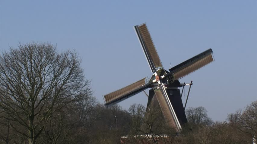 Dutch Windmill Sawmill Bolwerksmolen + Stock Footage Video (100% ...