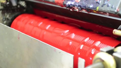 Red Paint Running Off Roller Printing Stock Footage Video (100% Royalty ...