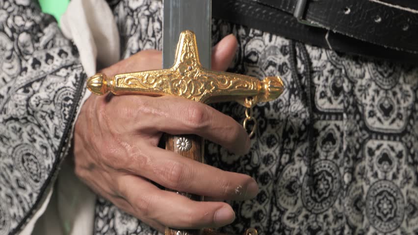 Traditional Saudi out-feet on chromakey. Arabian long saber - saif ...