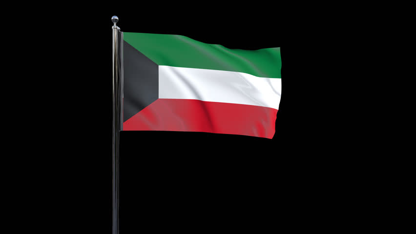 Kuwait flag with pole animation alpha background. 3d | freepik
