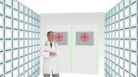 Animation Doctor Welcoming You Through Hospital Stock Footage Video ...