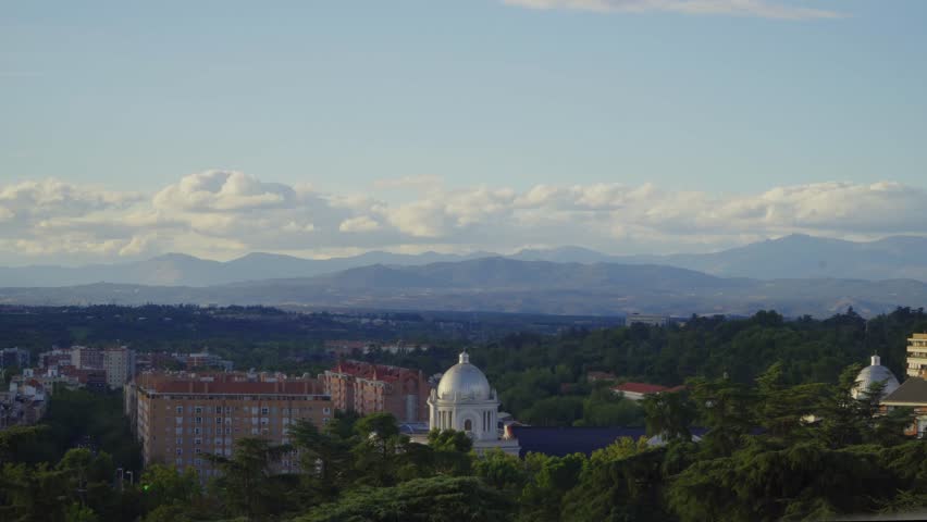 Cityscape of Madrid with Mountain landscape in Background image - Free ...