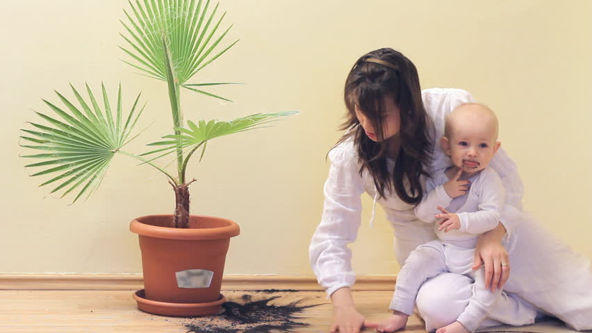 Mother Cleaning Babys Mess Stock Footage Video (100% Royalty-free ...