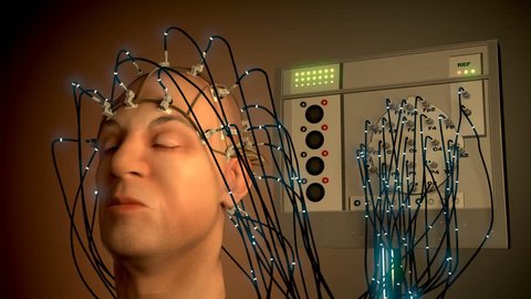 Man Wired Eeg Machine Electroencephalograph Which Stock Footage Video ...