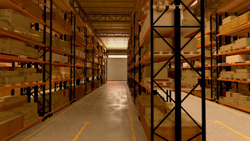 Warehouse Interior 3d Loopable Animation. Stock Footage Video (100% ...