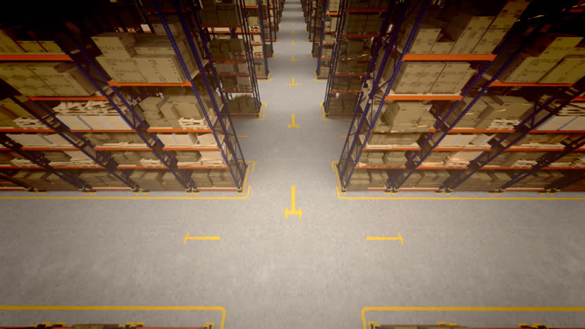 Warehouse Interior 3d Loopable Animation. Stock Footage Video (100% ...