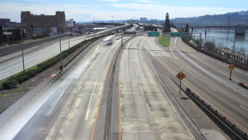 Highway Traffic in Downtown Portland Stock Footage Video (100% Royalty ...