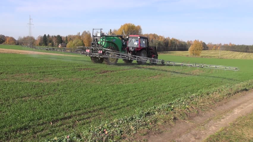 Agriculture Tractor Spraying Crop Field Stock Footage Video (100% ...