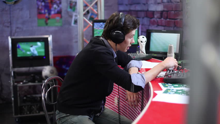 sport events commentator's booth behind scenes Stock Footage Video (100 ...