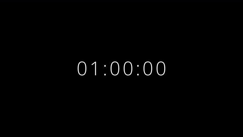 One minute countdown timer animation on transparent background with ...