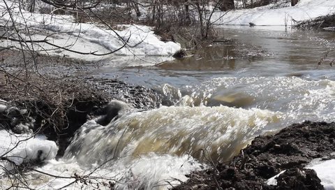 Spring Snow Melting On River April Stock Footage Video (100% Royalty ...