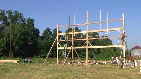 Time Lapse Carpenters Building Barn Stock Footage Video (100% Royalty ...