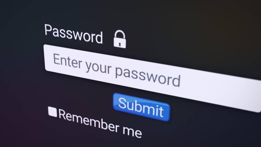 Video animation of entering a password in the form field on the login ...