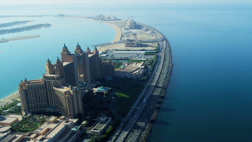 aerial view palm atlantis on jumeirah Stock Footage Video (100% Royalty ...