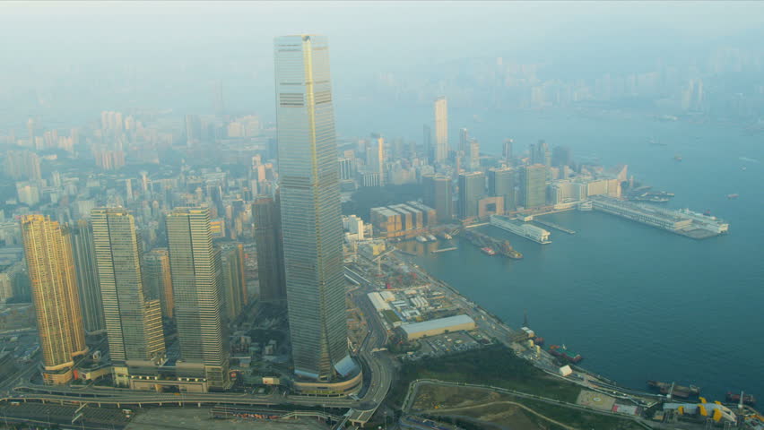 aerial view icc tower ferry terminal Stock Footage Video (100% Royalty ...