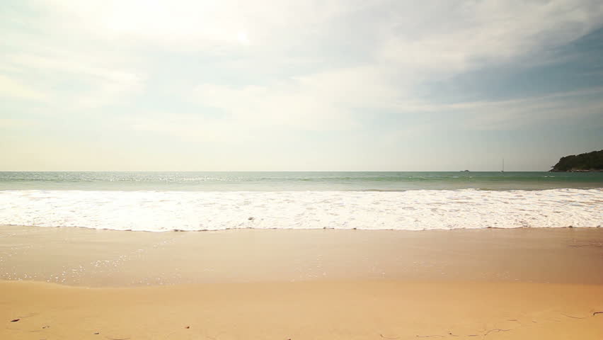 sunny beach wide angle shot waves Stock Footage Video (100% Royalty ...