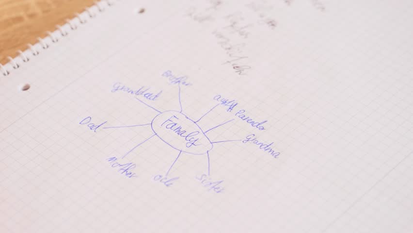teenage boy draws family mind map relatives, DNA, and genealogy ...