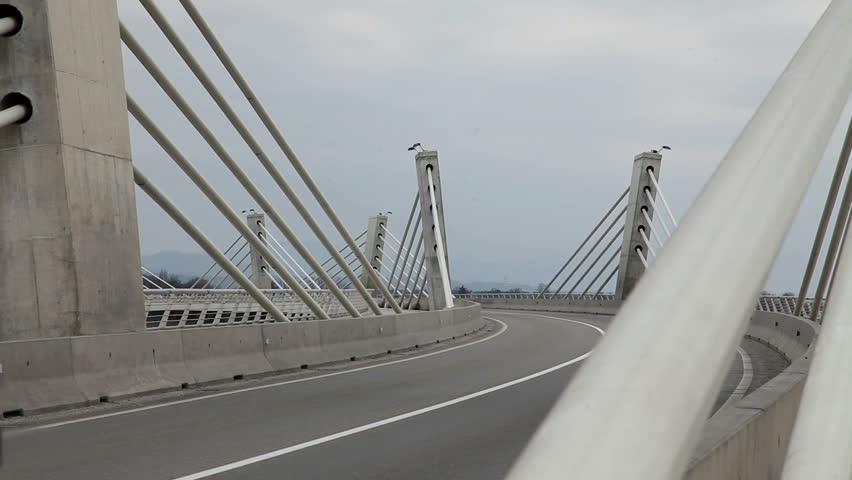car driving across bridge shooting windshield Stock Footage Video (100% ...