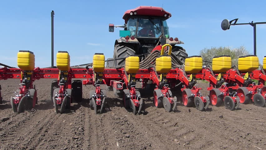 Tractor Seeder Planting Crops On Field Stock Footage Video 100 Royalty Free 3772484
